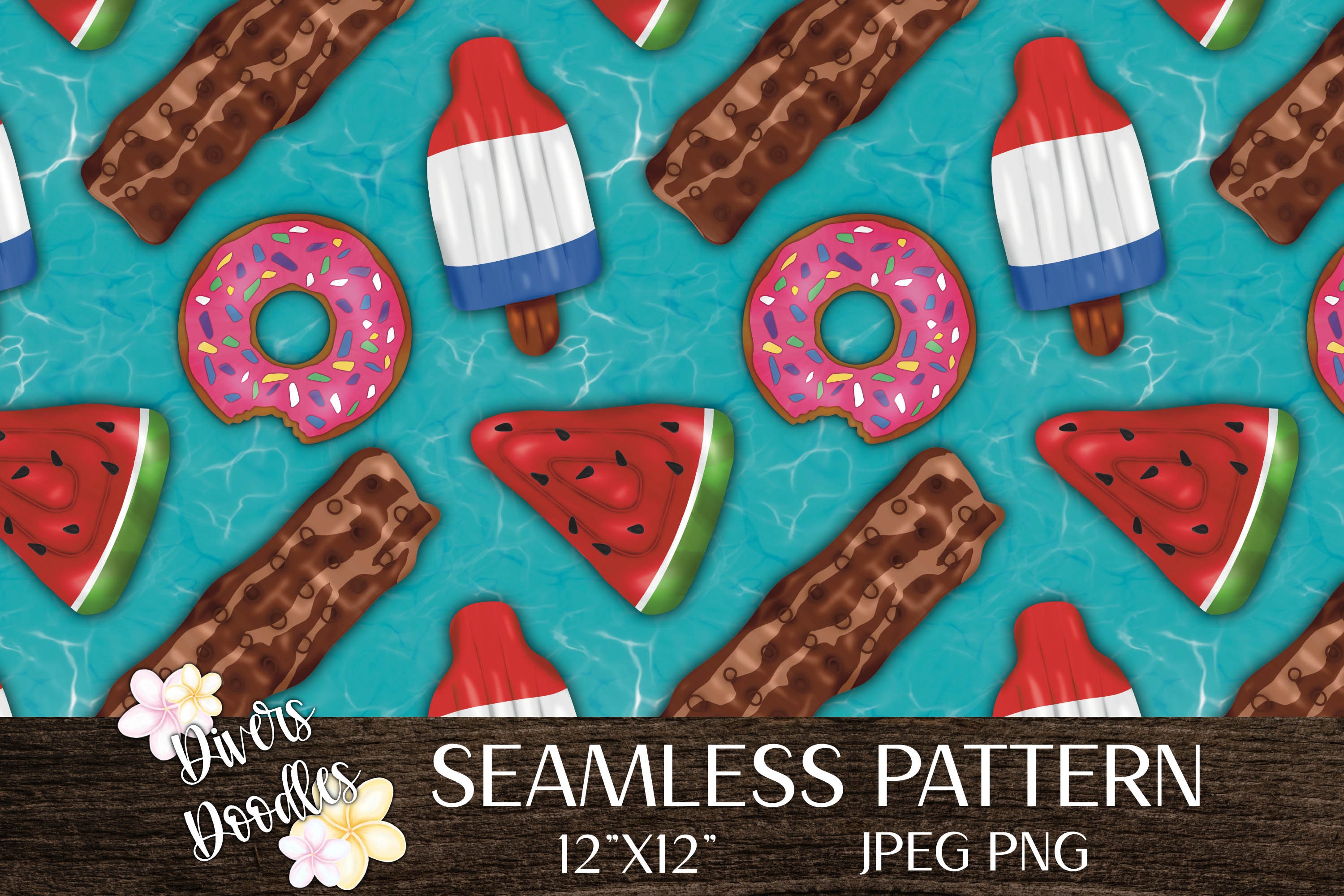 Pool Party Digital Paper Summer Seamless File for Boys Food - Etsy