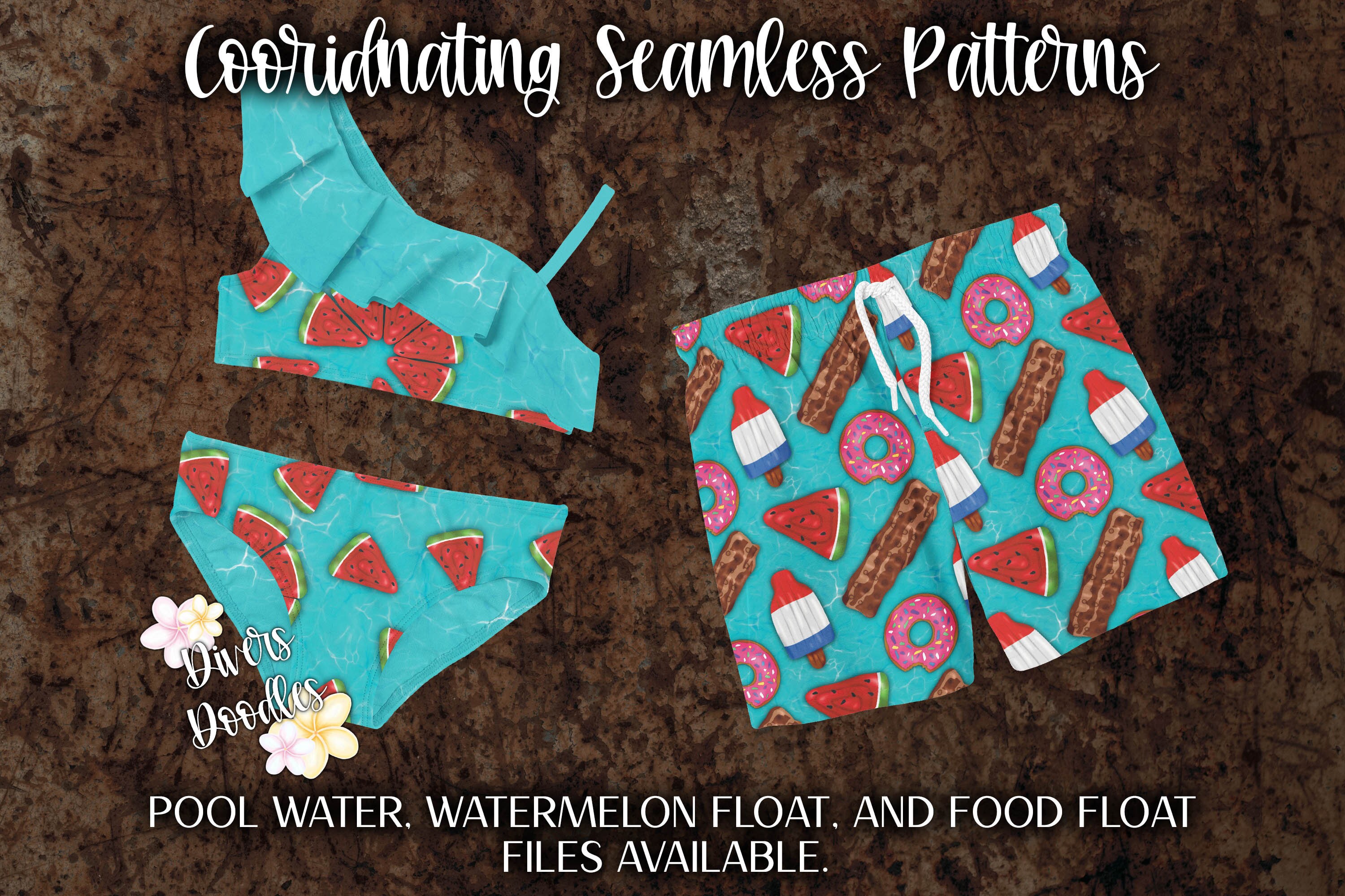 Pool Party Digital Paper, Summer Seamless File for Boys, Food Seamless ...