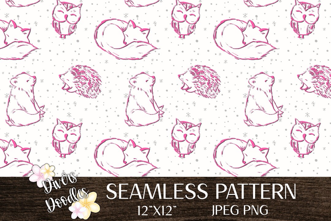 Woodland Animal Digital Paper, Forest Scrapbook Paper, Camping Seamless ...