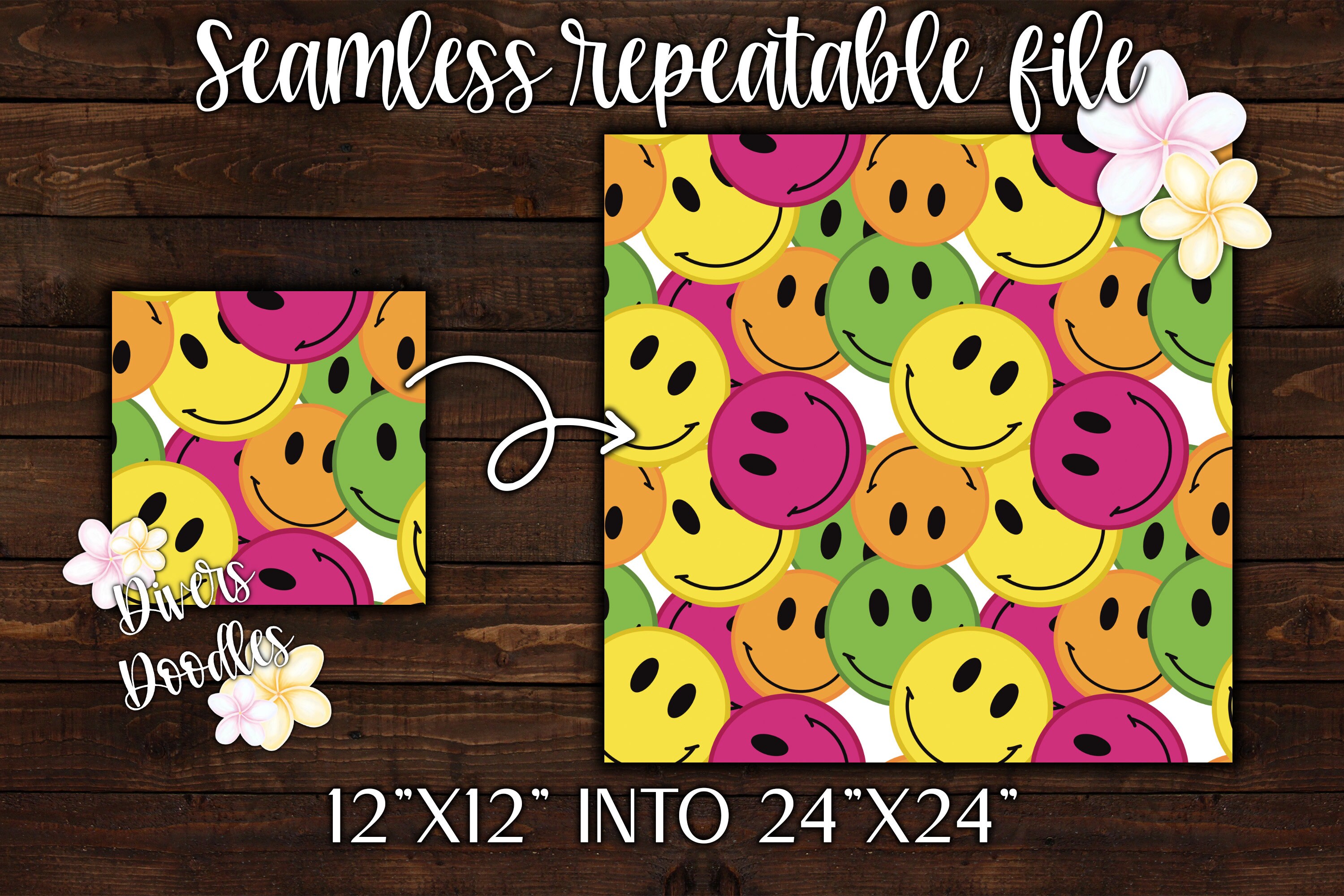 Happy Face Digital Paper, Swim Seamless File, Summer Seamless Pattern ...