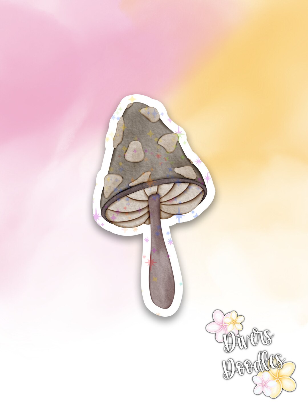 Holographic Mushroom Sticker for Water Bottle, Fungi Sticker for Laptop ...