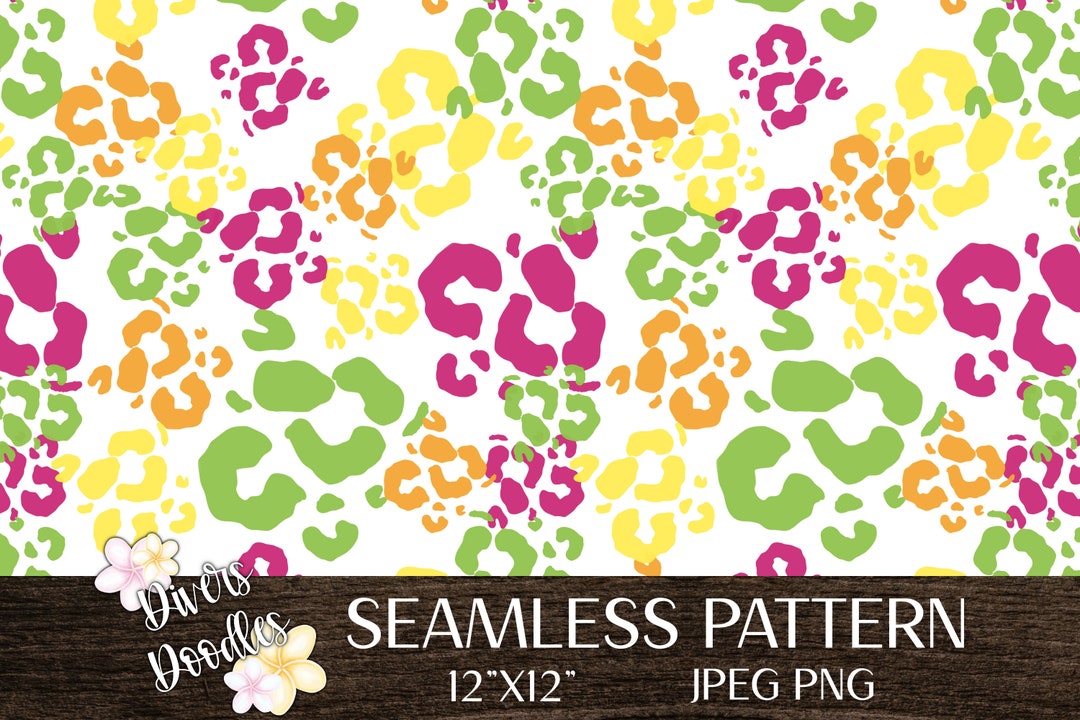 Cheetah Print Digital Paper, Animal Print Seamless Pattern, Neon ...