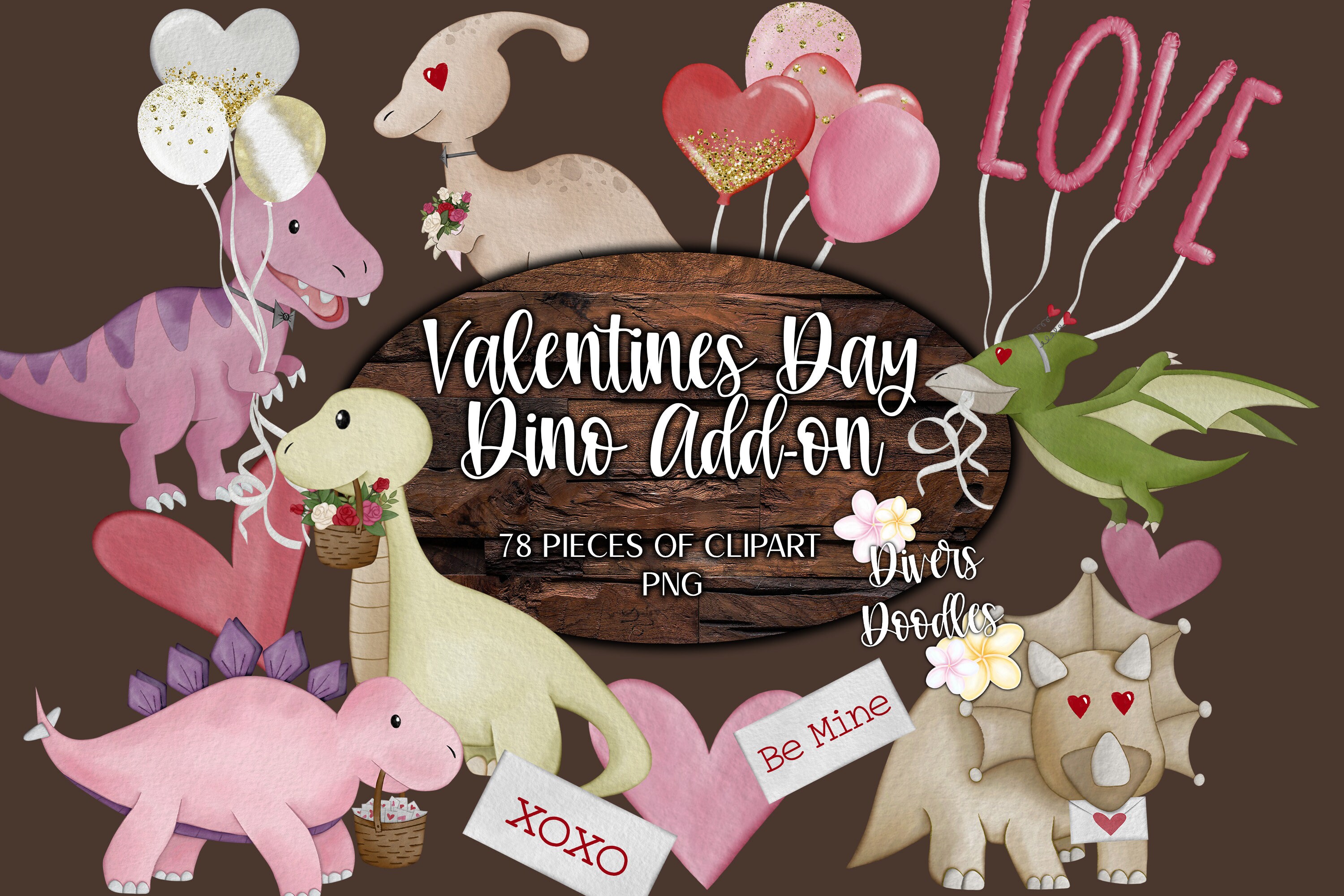 Valentines Day Clipart for Teachers, Cute Dinosaur Clipart for ...