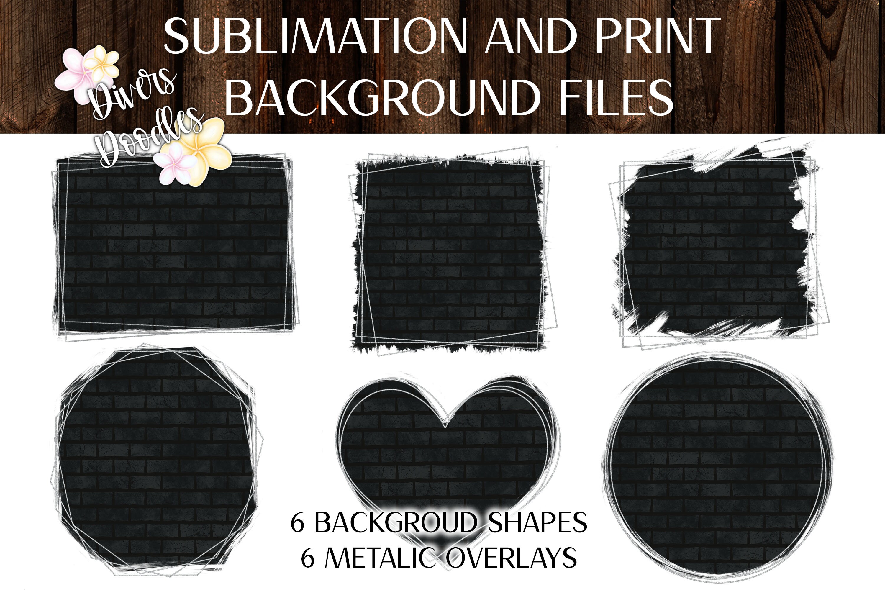 Distressed Sublimation Backgrounds PNG, Frame Digital Clipart, Silver ...