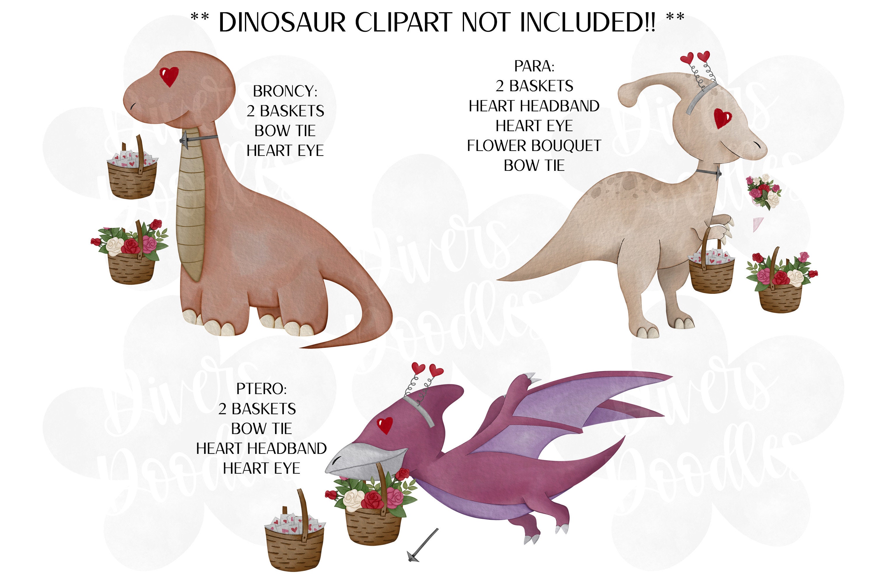Valentines Day Clipart for Teachers, Cute Dinosaur Clipart for ...