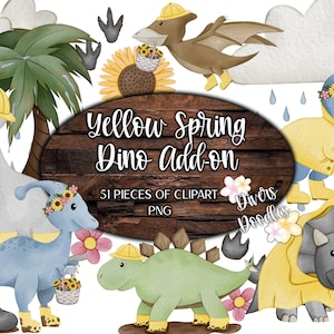 Watercolor Dinosaur Clipart for Card Making, Spring Clipart Set for ...