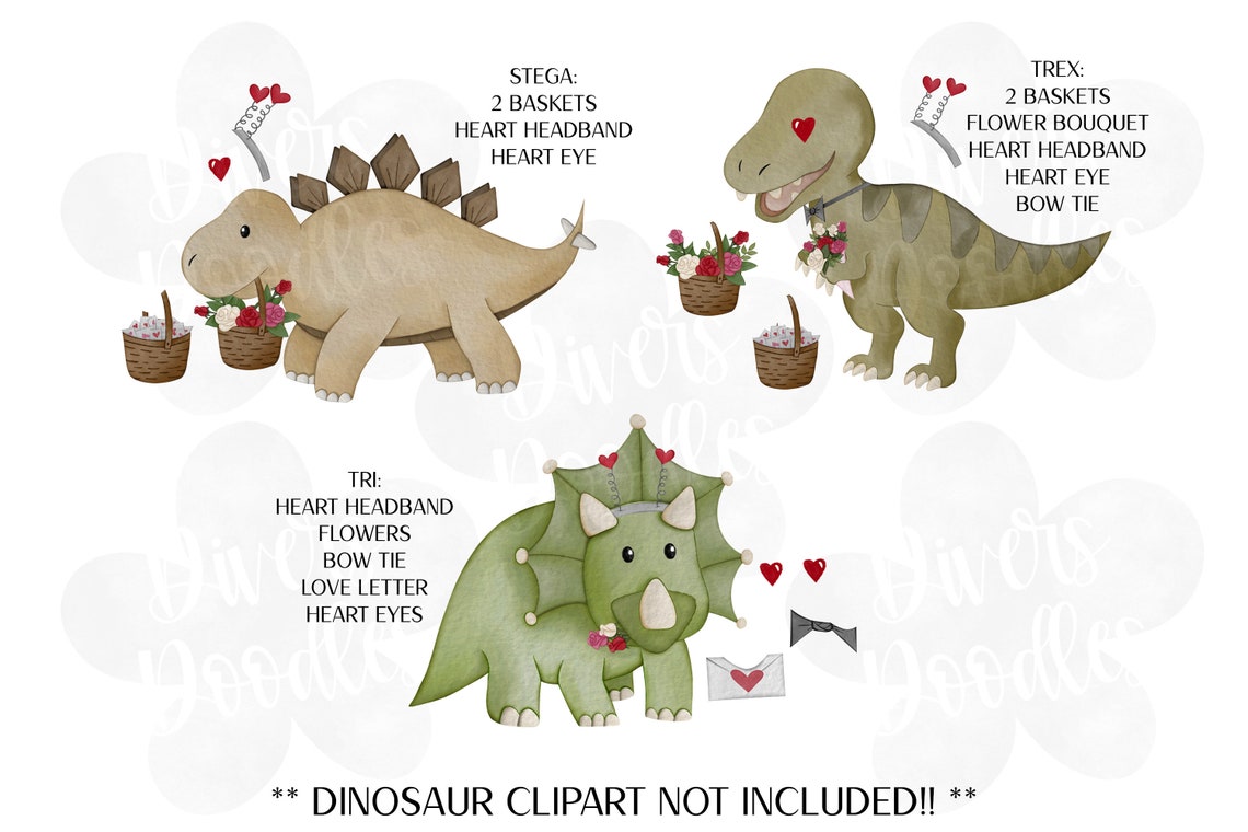 Valentines Day Clipart for Teachers, Cute Dinosaur Clipart for ...