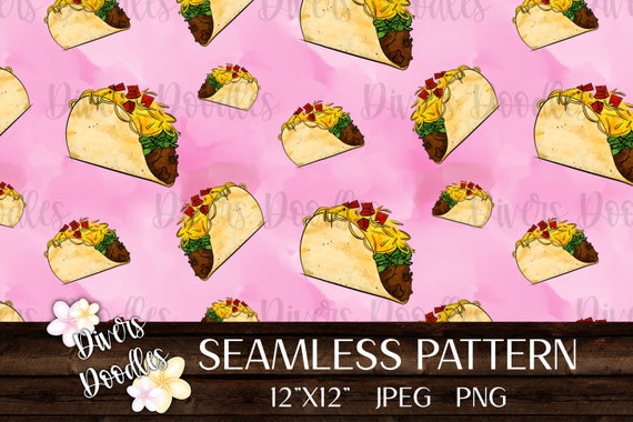 Taco Digital Paper Food Seamless Pattern Mexican Food Art - Etsy