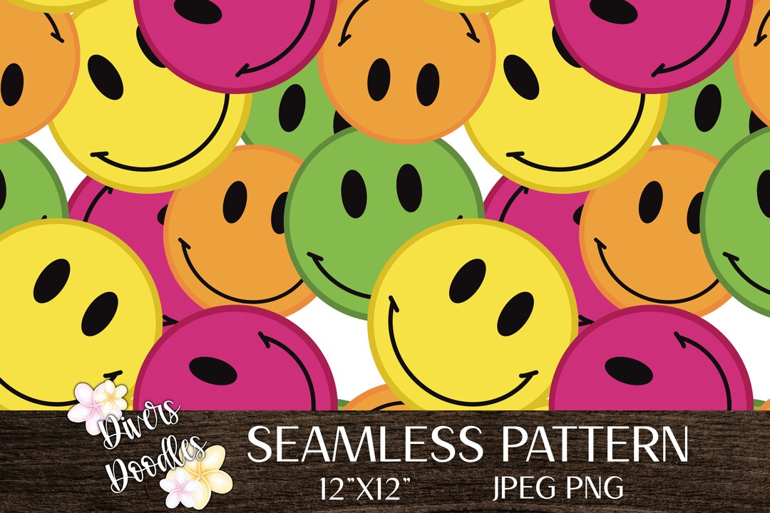 Happy Face Digital Paper, Swim Seamless File, Summer Seamless Pattern ...