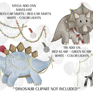 Christmas Dinosaur Clipart, Christmas Lights PNG, Dino Clipart, Clipart ...