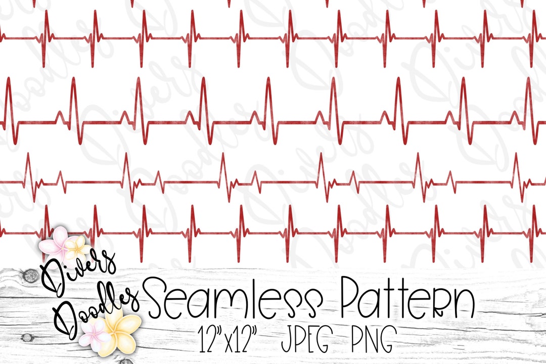 Heart Beat PNG, Nurse Digital Paper, Medical Digital Download, Seamless ...