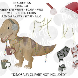 Christmas Dinosaur Clipart, Christmas Lights PNG, Dino Clipart, Clipart ...