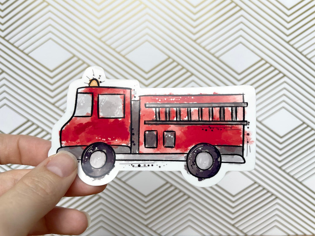 Firetruck Sticker for Water Bottle, Cute Medical Stickers for a Laptop ...