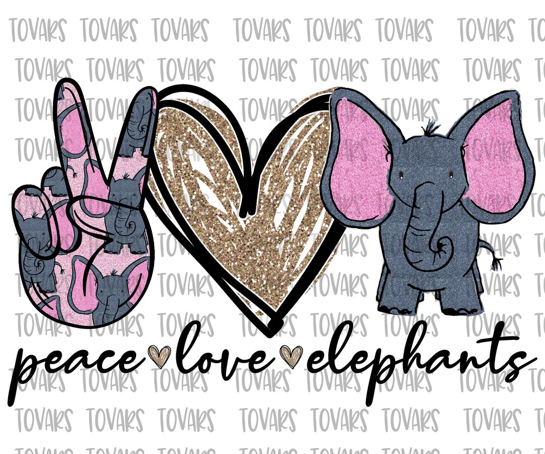 Peace Love Elephants PNG: Pink & Gold Sublimation (digital Download) - Etsy