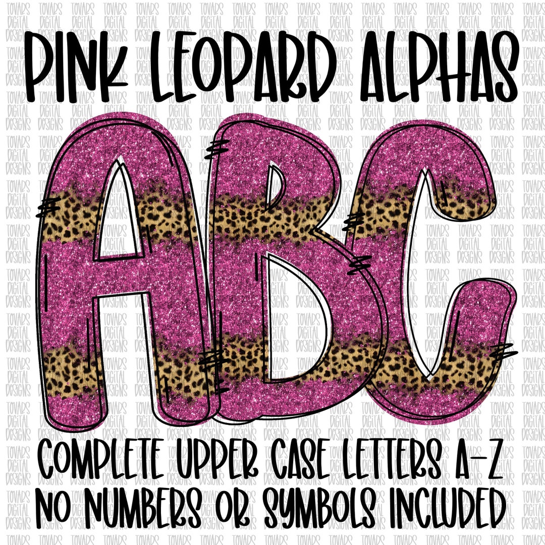 Doodle Letters, Sublimation Upper Case Alphabet, Alphabet PINK Glitter ...