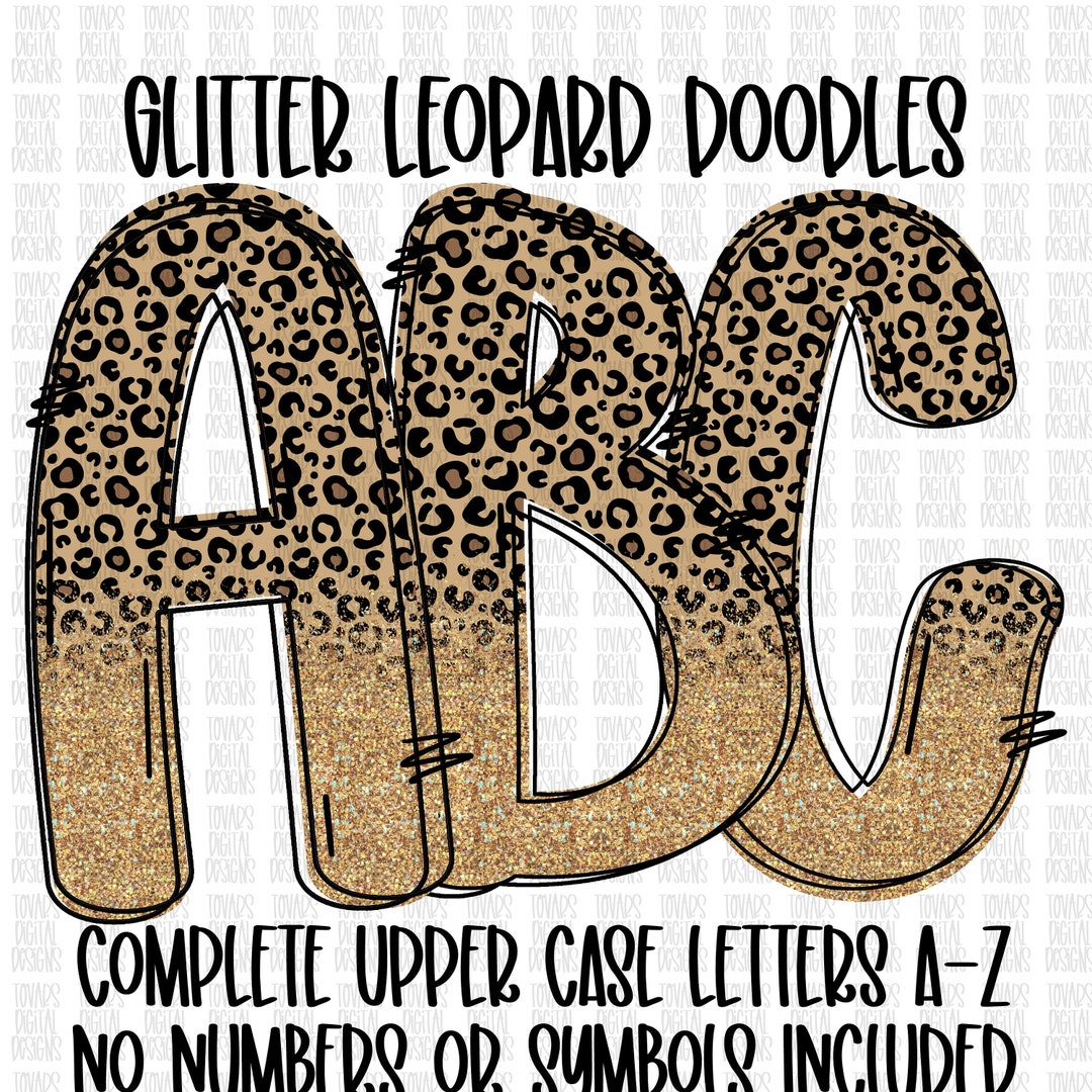 Doodle Letters, Sublimation Upper Case Alphabet, Alphabet Gold Glitter ...