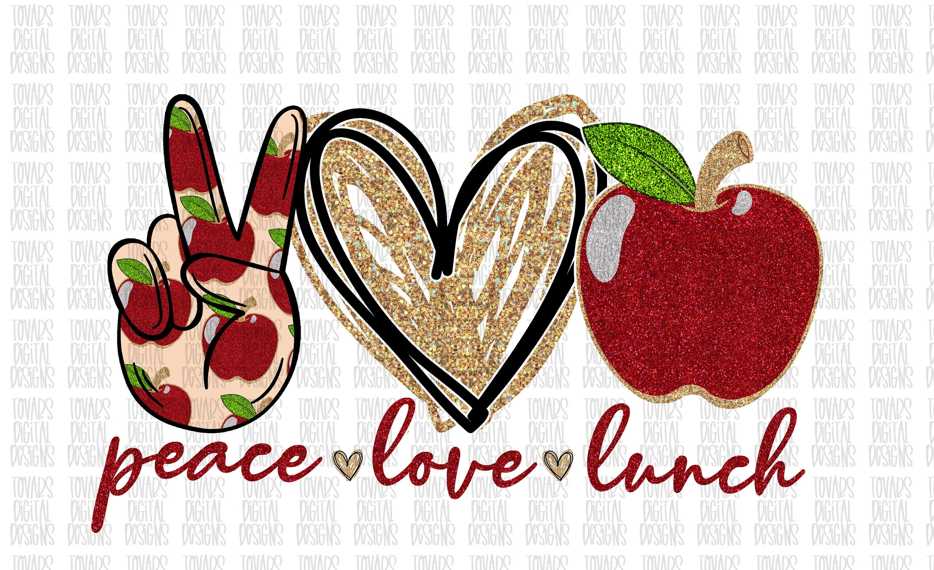 Peace Love Lunch Apples lunch Sublimation Download PNG | Etsy