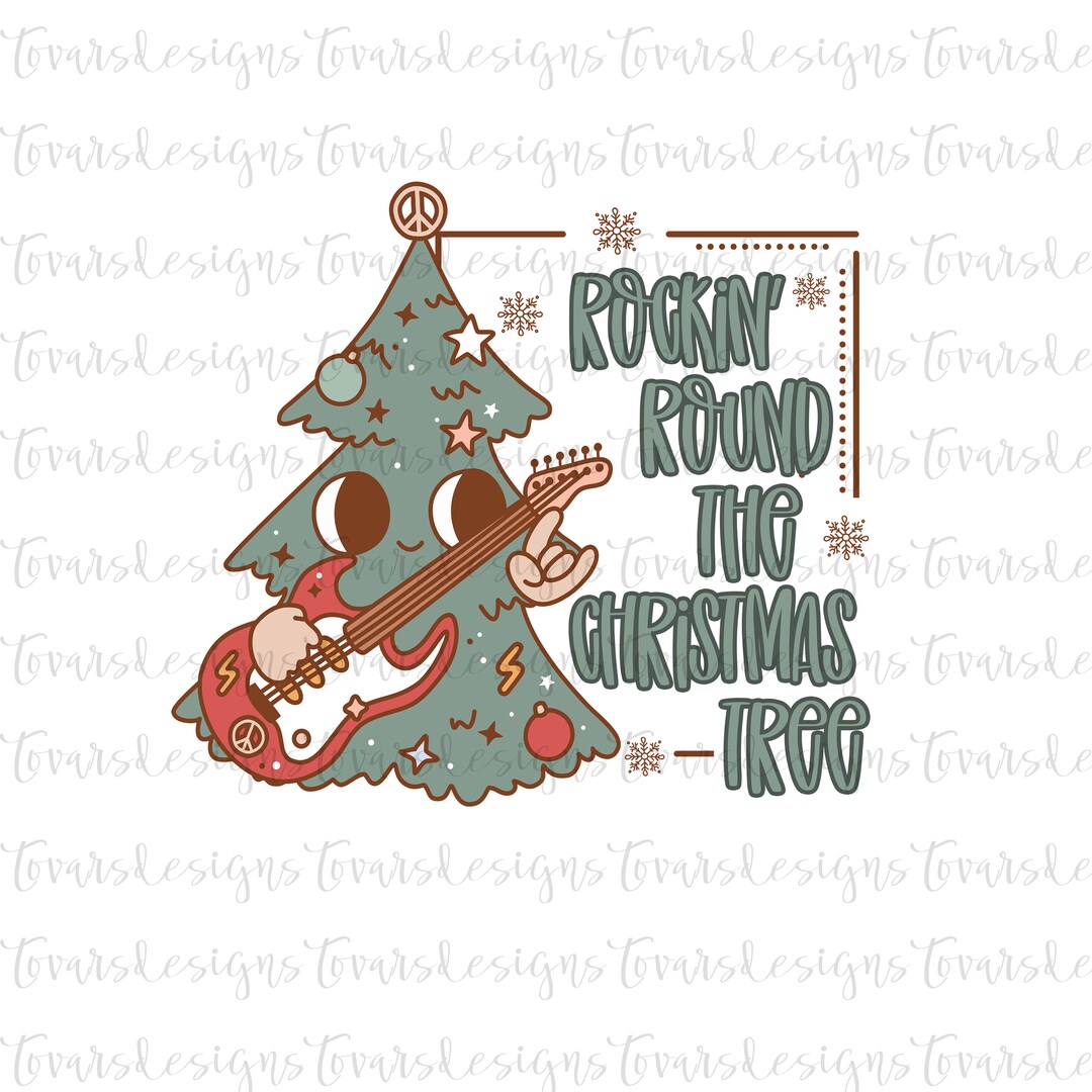 Rockin Round the Christmas Tree Png File, Retro Christmas Sublimation ...