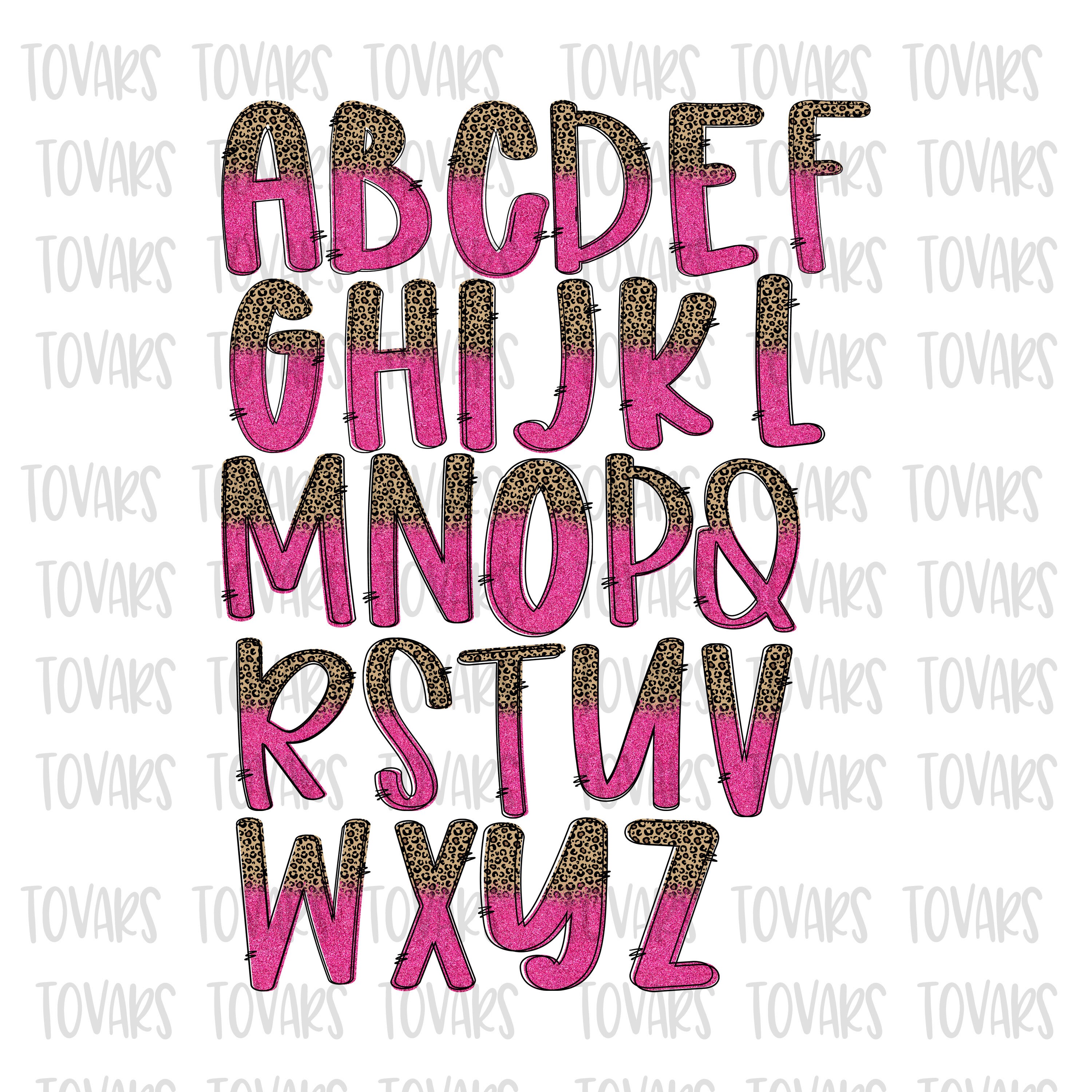 Doodle Letters Sublimation Upper Case Alphabet Alphabet Pink - Etsy