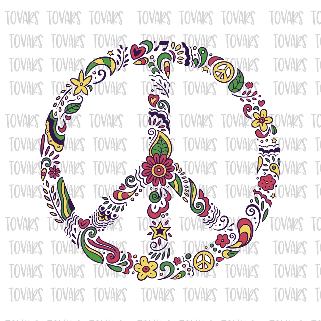Floral Peace Sign Png Design, Peace Sign, Floral Peace Sign Sublimation ...