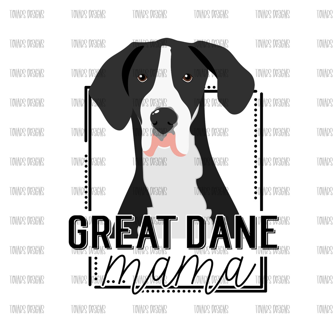 Great Dane Mama Sublimation Download Mantle Black and White | Etsy
