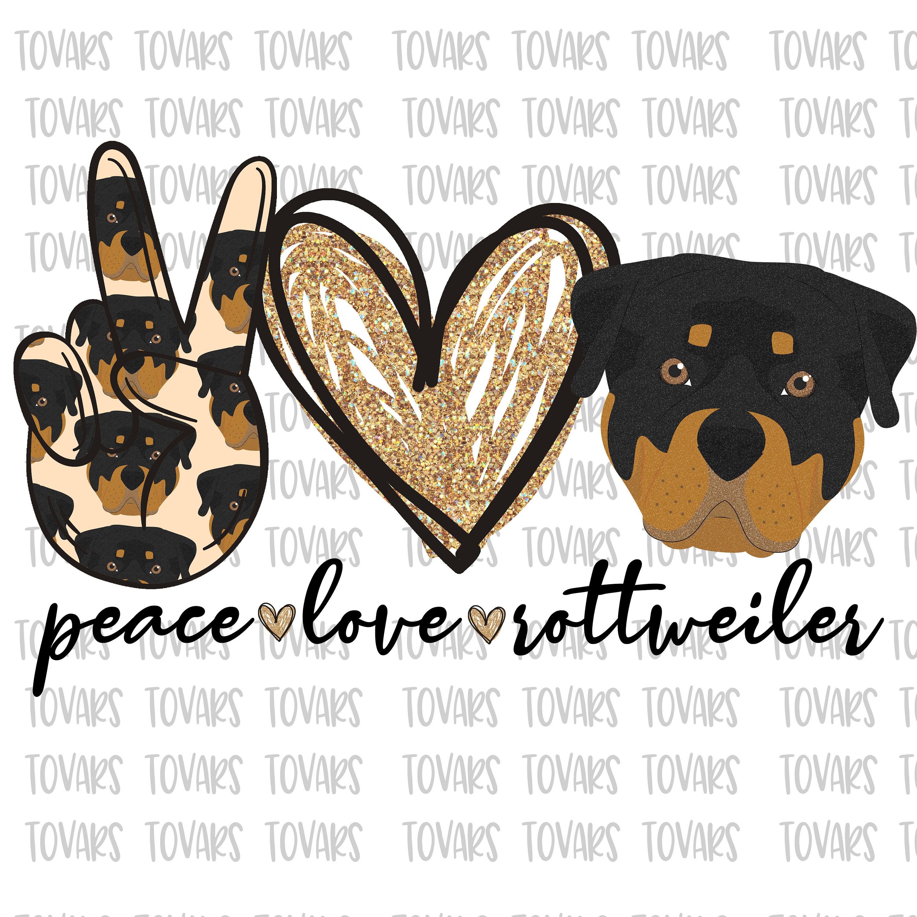 Peace Love Rottweiler Sublimation Png Digital Download - Etsy