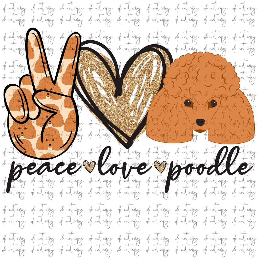 Peace Love Poodle, Apricot Poodle Sublimation Png Digital Download ...