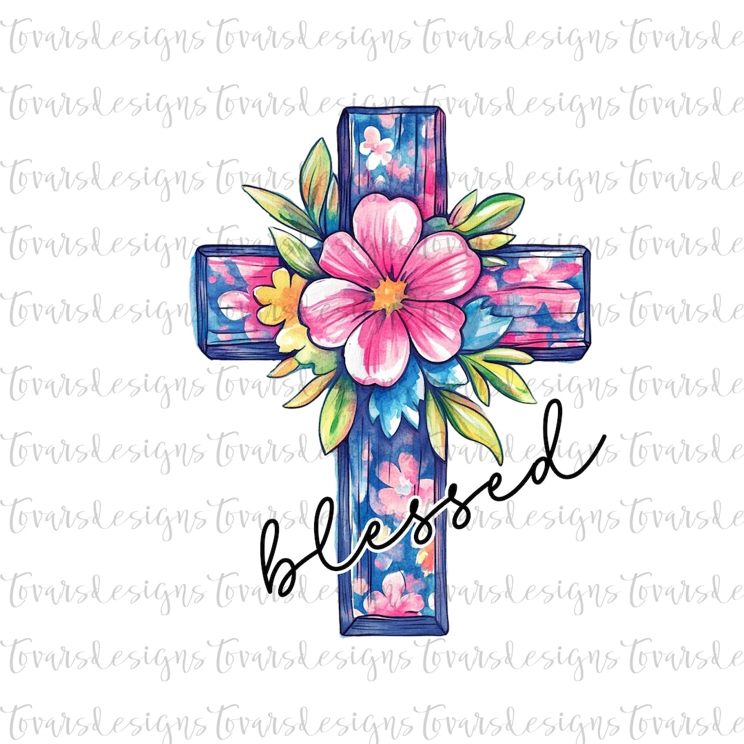 Blessed Sublimation, Blessed Cross Design, Floral Cross Design, Floral ...