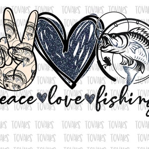 Peace Love Fishing Sublimation Download Fishing Glitter Blue Instant ...