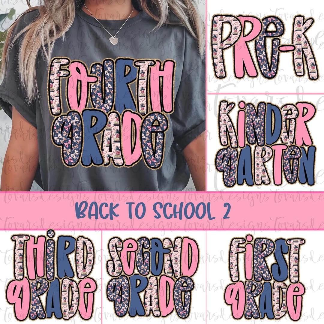 Preppy Back to School PNG Bundle, Teacher Sublimation Designs (digital ...