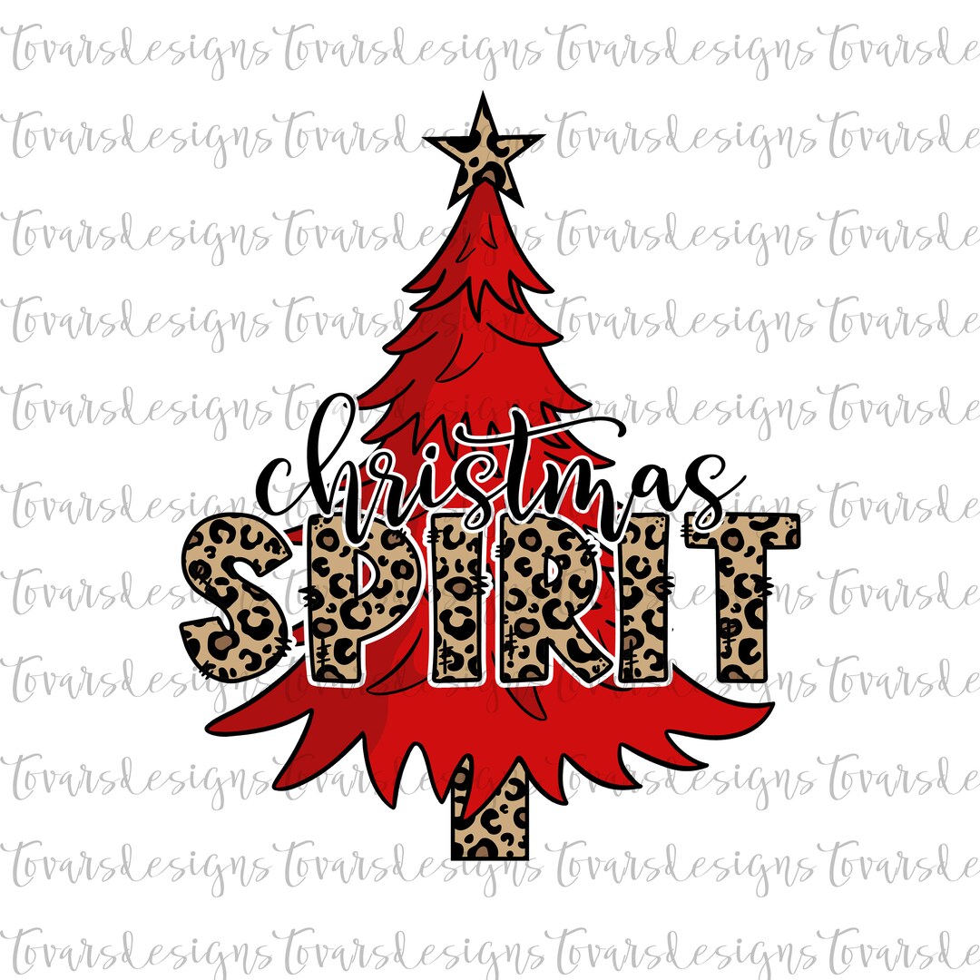 Christmas Spirit Red and Leopard PNG Files, Christmas Tree Sublimation ...
