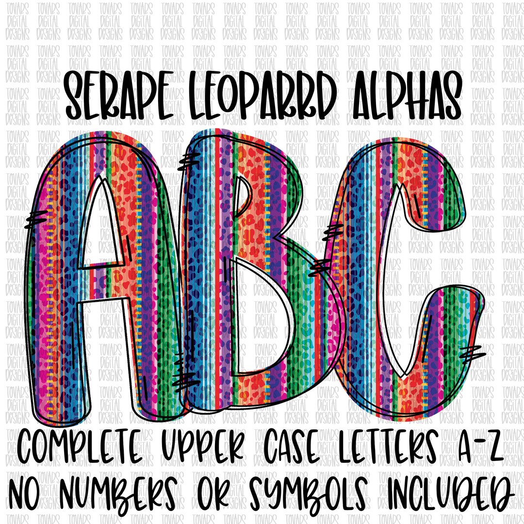 Leopard Serape Doodle Letter, Sublimation Upper Case Alphabet, LEOPARD ...