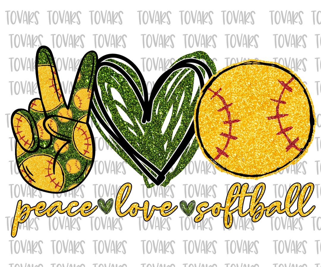 Peace Love Softball Sublimation Png Digital Download, Green Softball ...