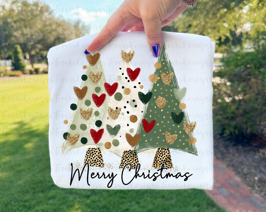 Merry Christmas PNG: Preppy Christmas Trees Design (digital Download ...