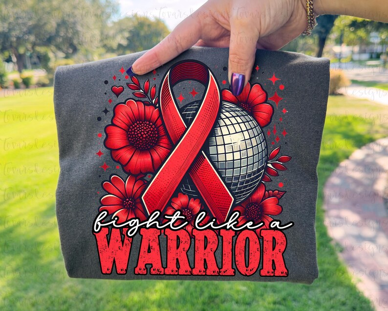 Heart Disease Awareness PNG: Fight Like a Warrior, Red Ribbon (digital ...