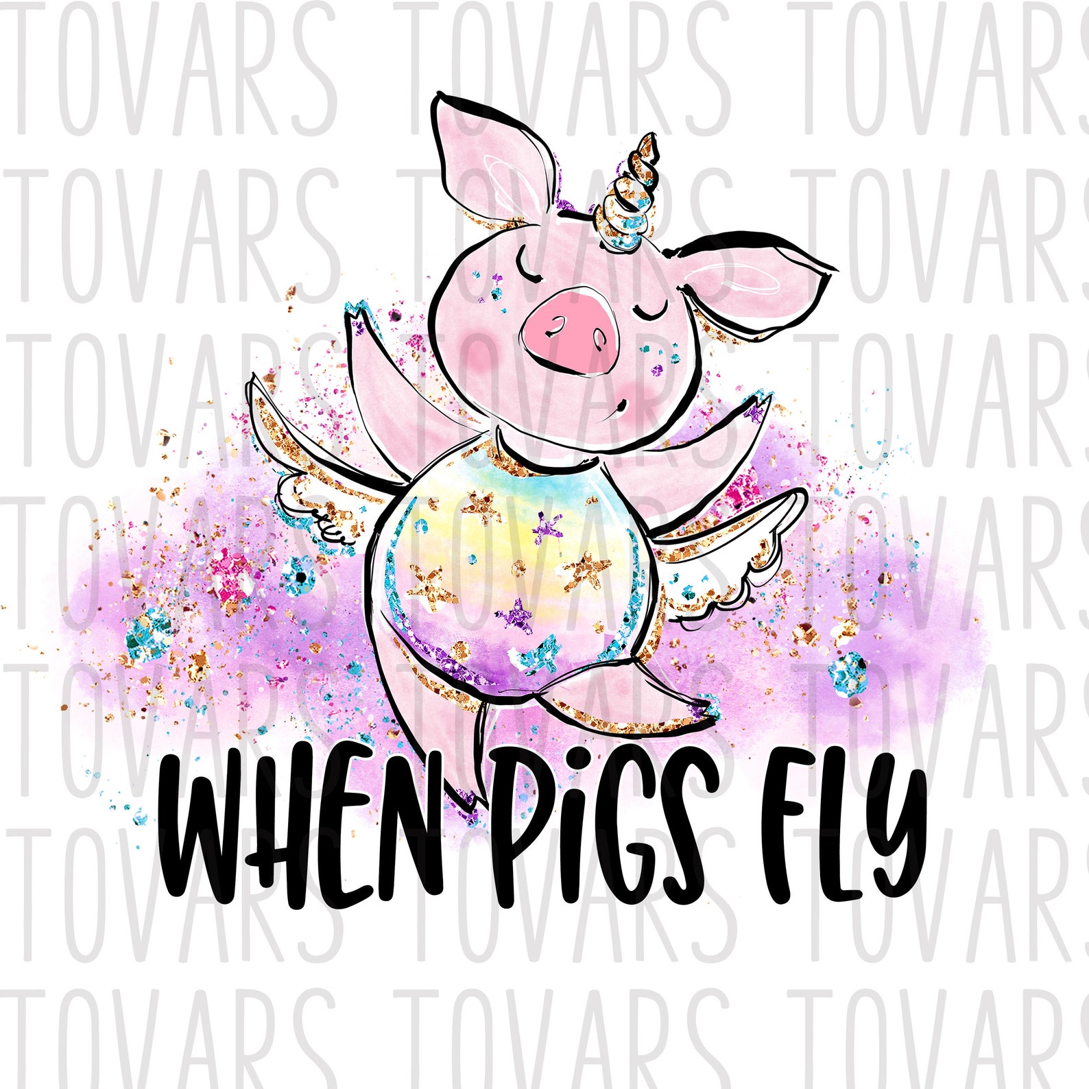 Unicorn Pig Sublimation Download When Pigs Fly PNG File - Etsy