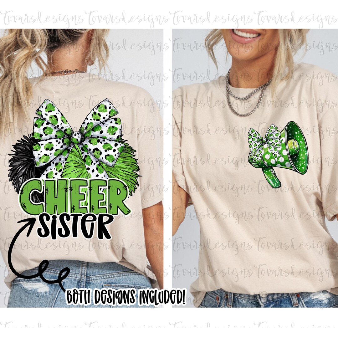 Cheer Sister PNG: Green & Black Cheerleading Design (digital Download ...