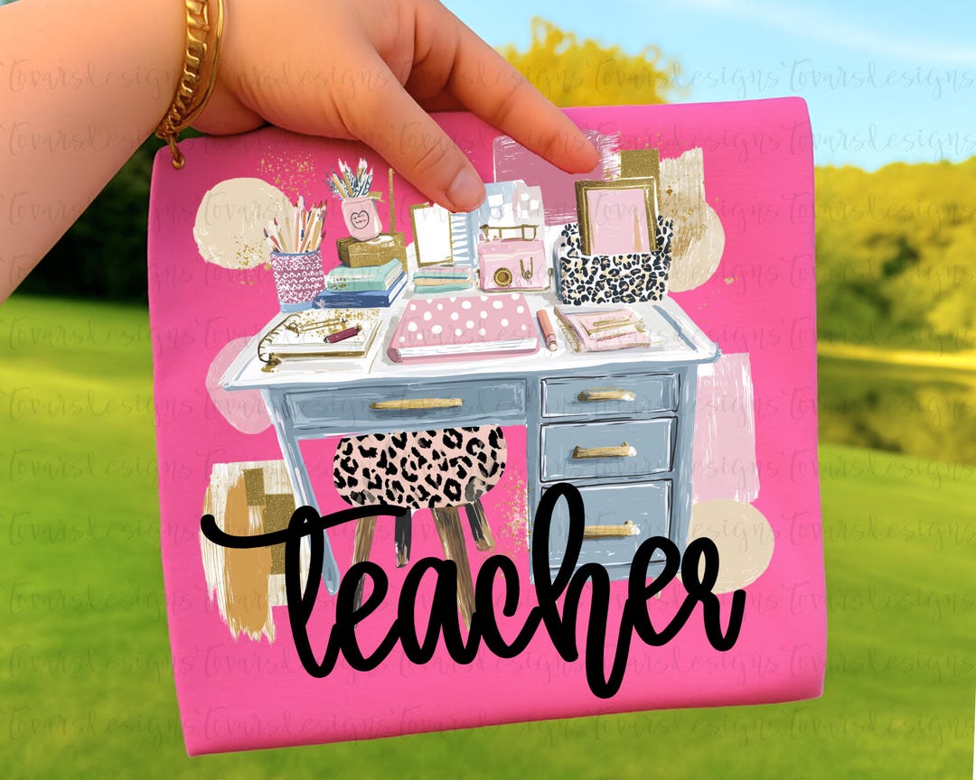 Preppy Teacher Desk Png, Back to School Design, Leopard Teaching ...