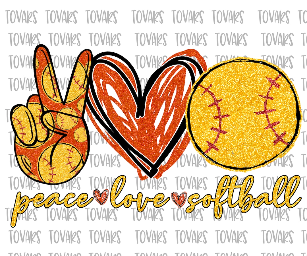 Peace Love Softball Sublimation Png Digital Download, Orange Softball ...