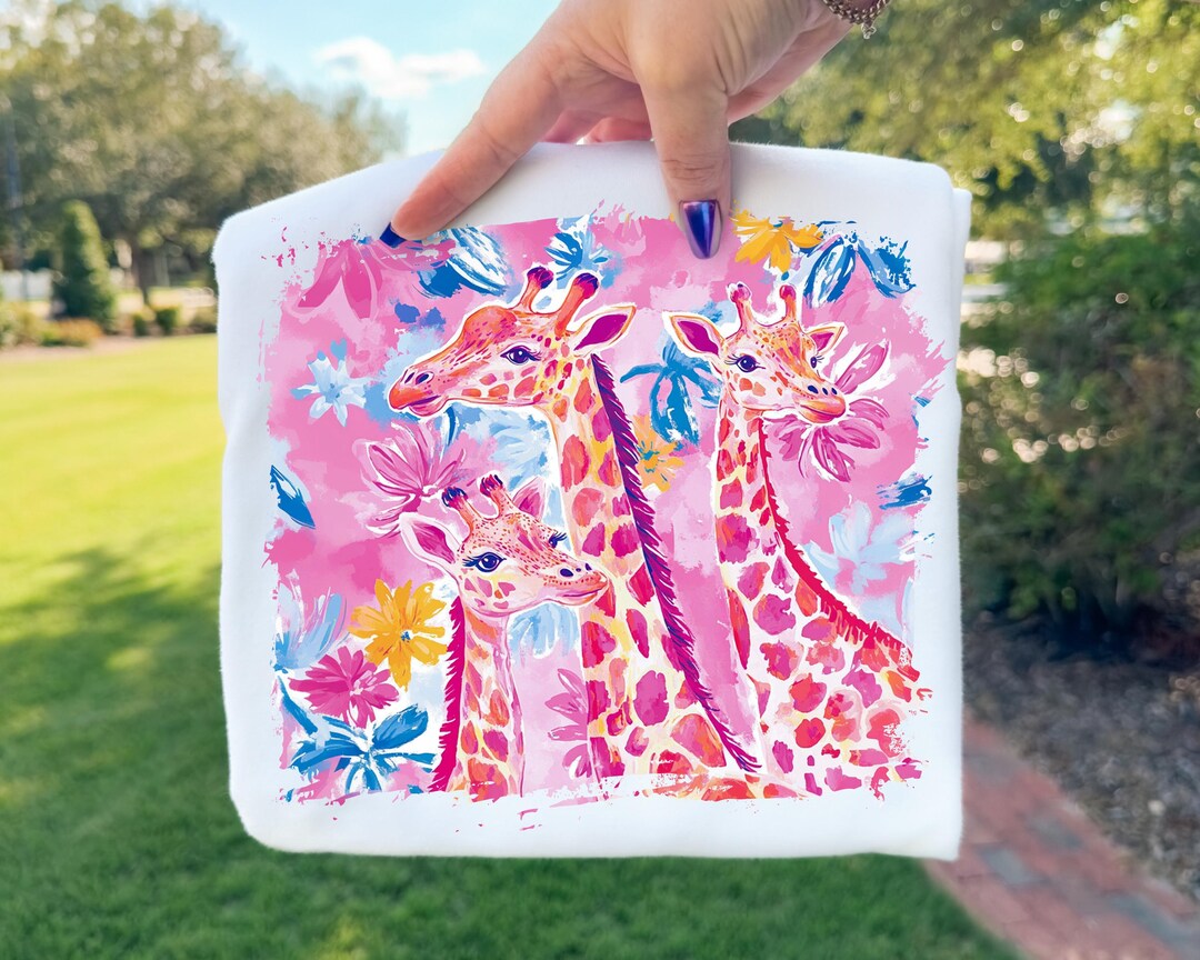 Coquette Giraffe PNG: Preppy Brushstroke Giraffe Design, Floral Safari ...