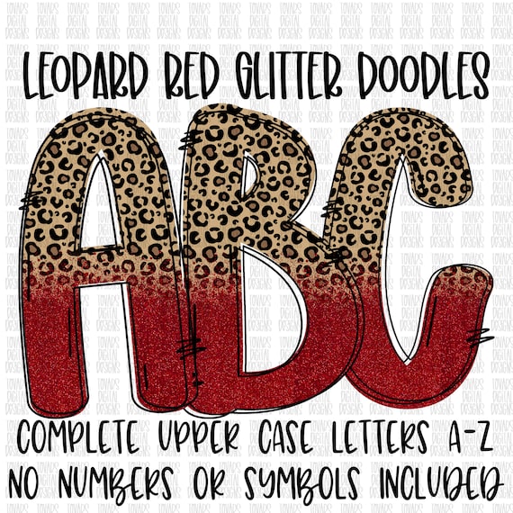Art & Collectibles leopard Doodle Letter Sublimation Upper Case ...