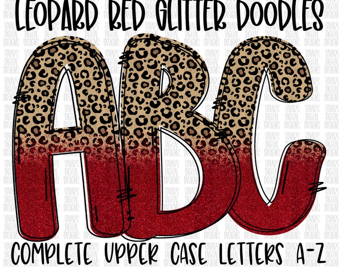 Doodle Letters Sublimation Upper Case Alphabet Alphabet Red - Etsy