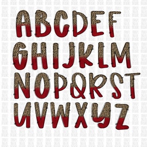Doodle Letters, Sublimation Upper Case Alphabet, Alphabet Red Glitter ...
