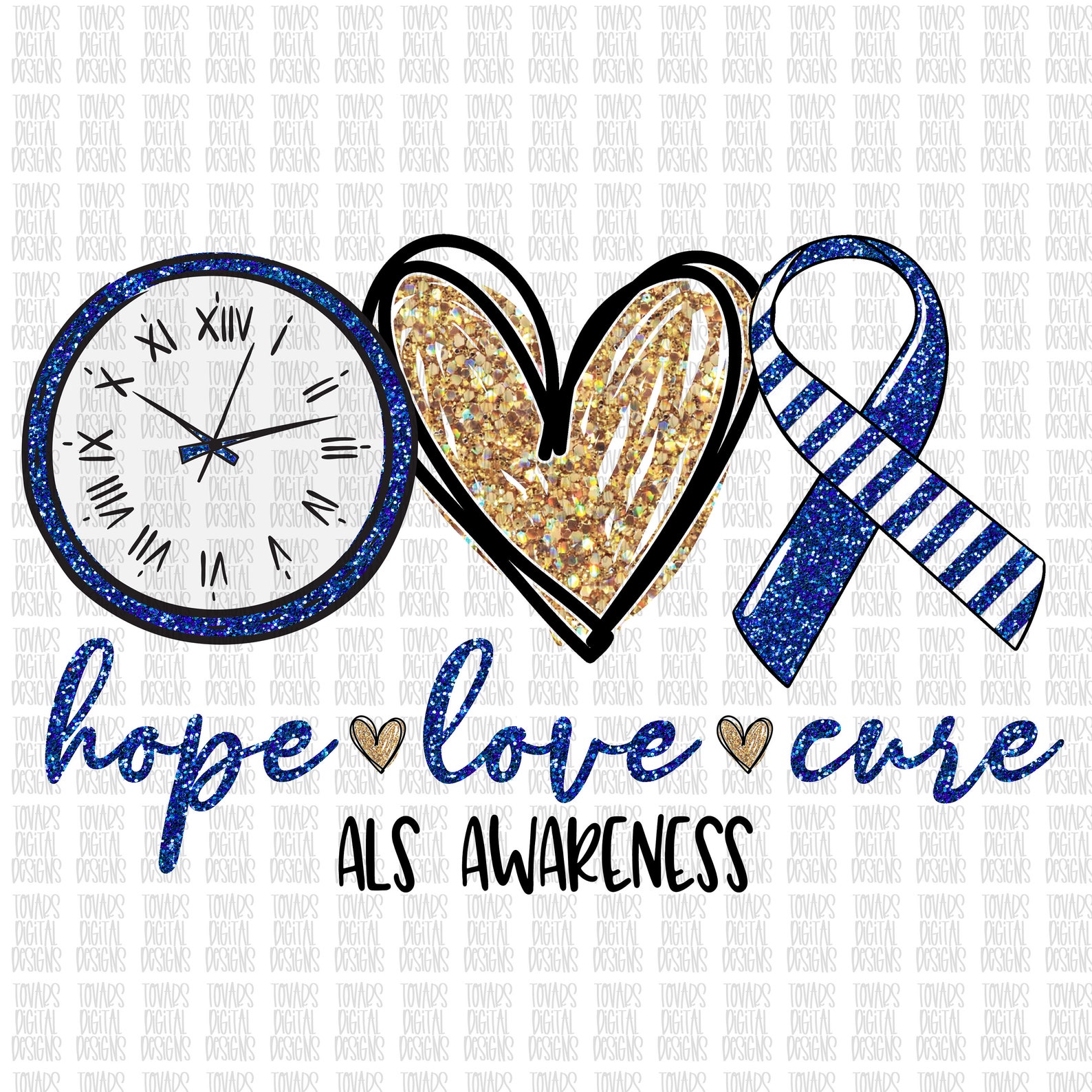 Hope Love Cure Sublimation Png Digital Download ALS Awareness | Etsy