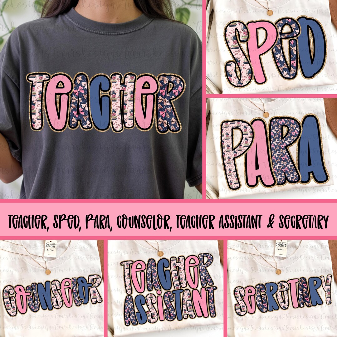 Back to School Png Bundle, Preppy Pink Blue Bundle, Teacher Png, PARA ...
