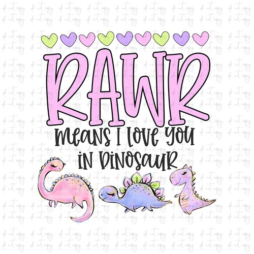 Rawr Means I Love You in Dinosaur Valentines Day Pink Purple - Etsy
