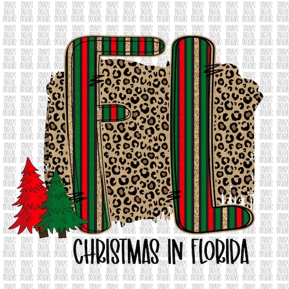 Christmas in Florida Sublimation Png Digital Download Doodle - Etsy