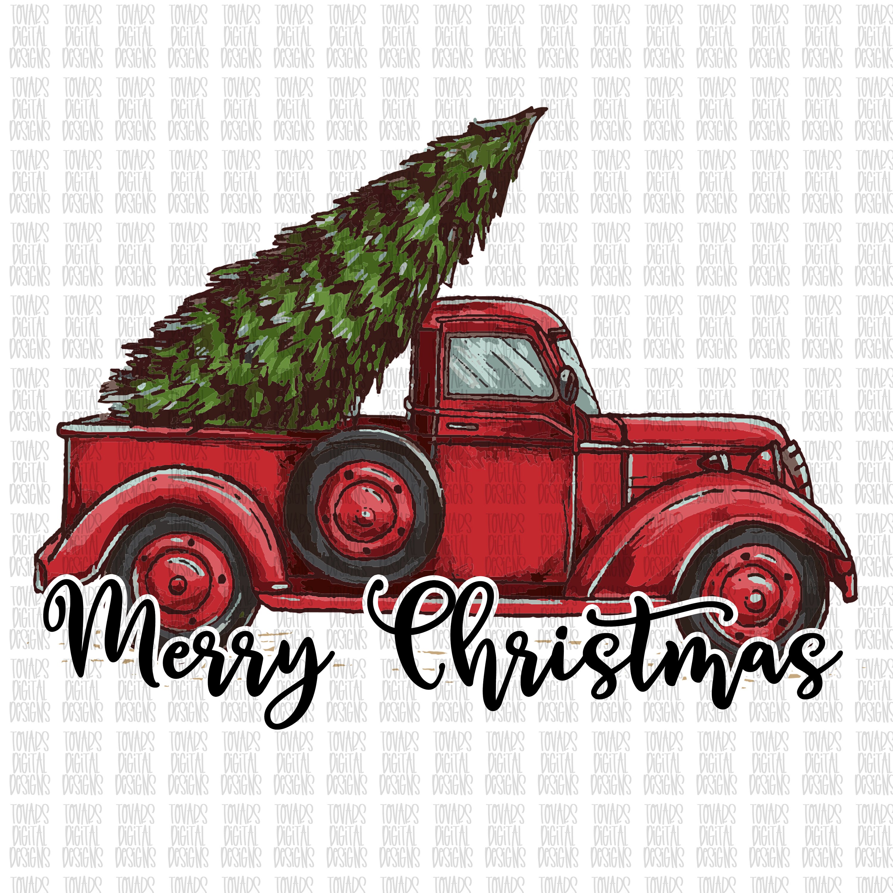 Merry Christmas Red Truck Sublimation Png, Digital Download, Vintage ...