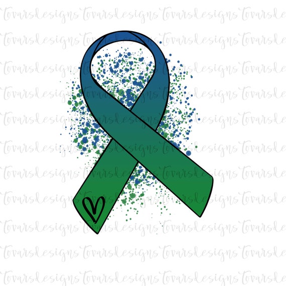 Teal Green Ribbon Awareness Sublimation Png Digital Download - Etsy