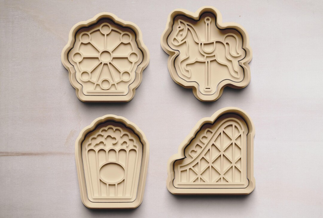 Amusement Park Cookie Cutters Made of PLA – Roller Coaster, Carousel ...